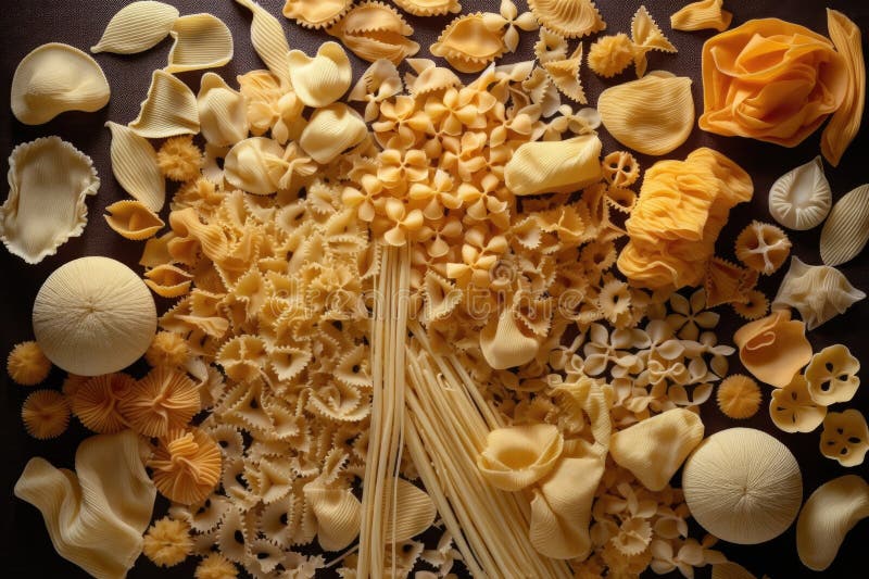 Overhead View of Hand-cut Pasta Shapes Stock Illustration ...