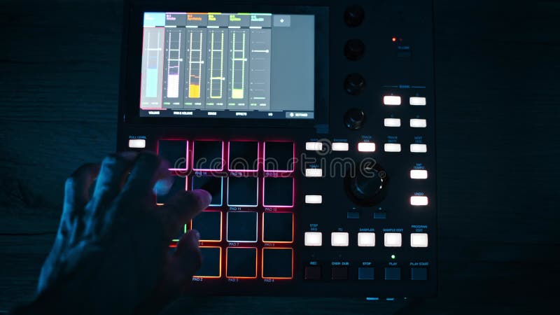 Overhead View of Hands Playing Beatmaker Pads and Screen Stock Video ...
