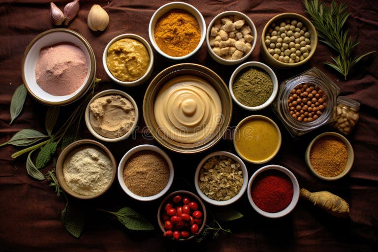 Overhead View of a Hummus-making Ingredient Layout Stock Photo - Image ...