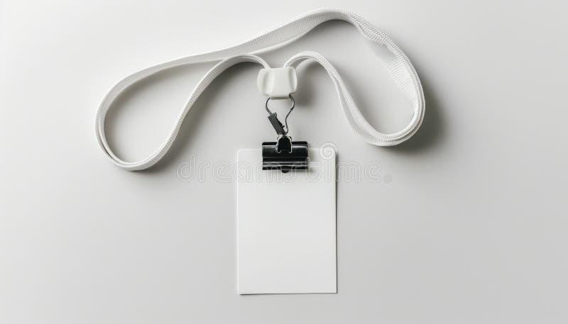 Overhead View of ID Badge on White Stock Image - Image of white ...