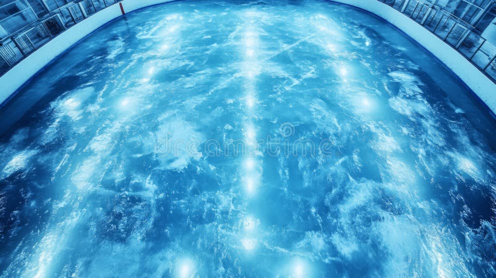 Overhead View of an Illuminated Ice Skating Rink Stock Illustration ...