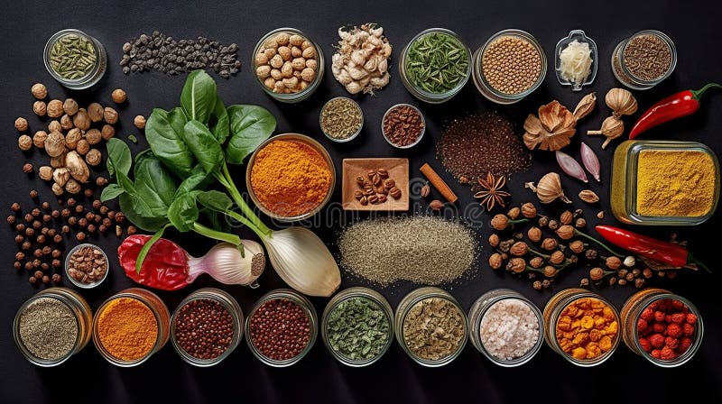 Overhead View of Ingredients on Table Generative AI Stock Illustration ...