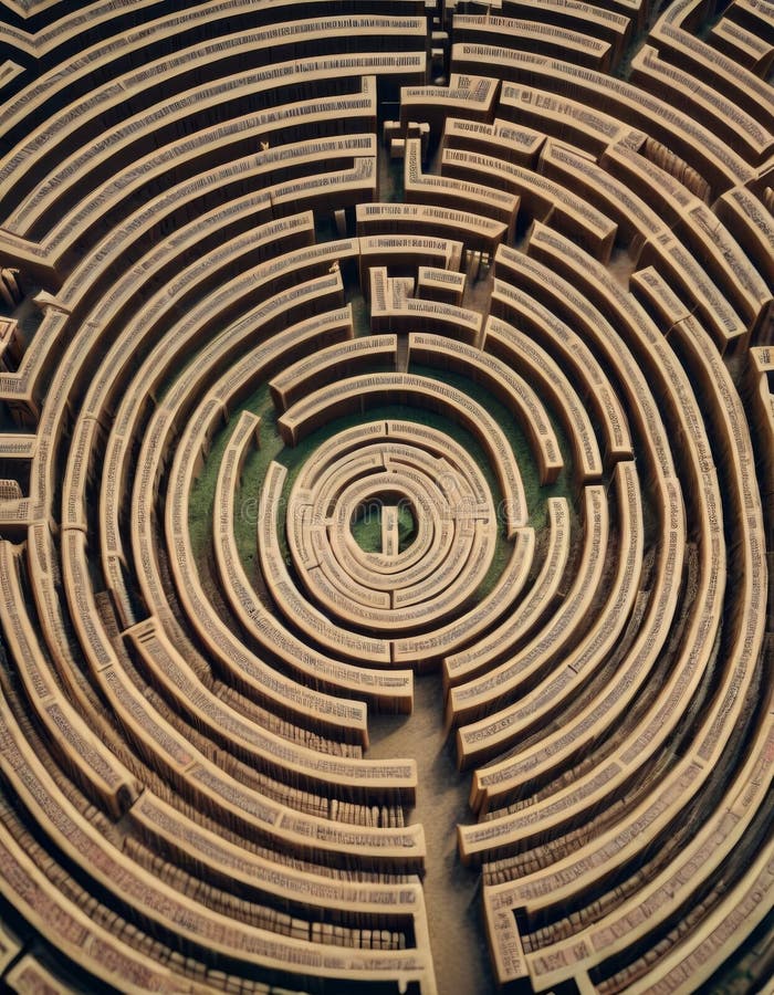 Circular Bookshelf Labyrinth Stock Image - Image of information ...