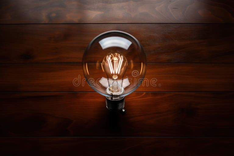Overhead View of Light Bulb on Table Top AI Generated Stock ...