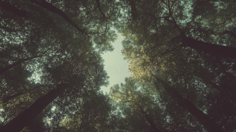 Overhead View of Lush Green Forest Canopy with Sunlight Stock ...