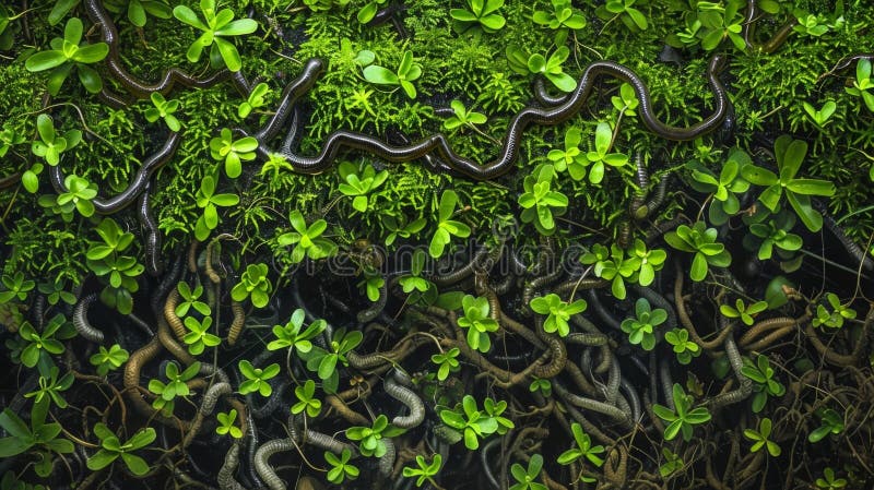 An Overhead View of a Lush Green Forest Floor with a Mix of Long and ...