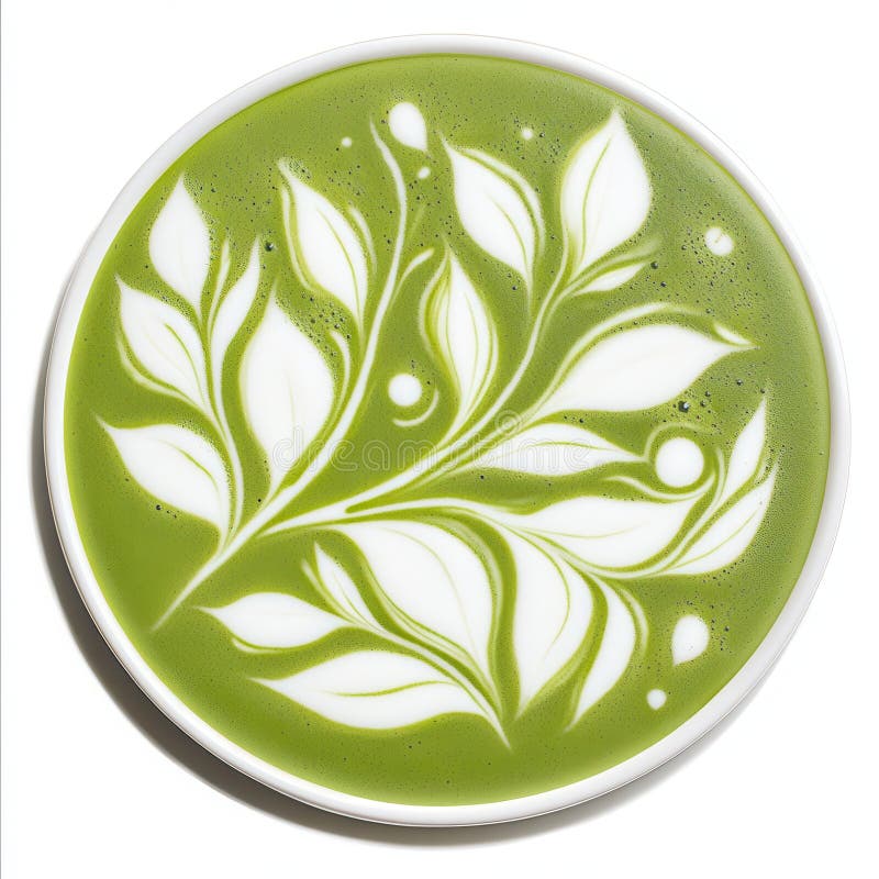 Overhead View Latte Intricate Leaf Design Stock Photos - Free & Royalty ...