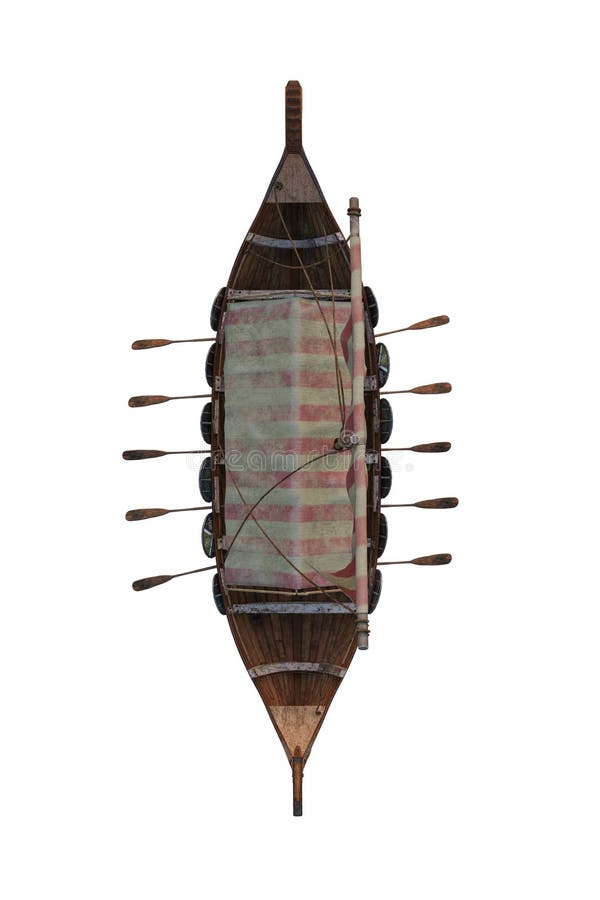 Overhead View of a Medieval Viking Long Boat. 3D Rendering Isolated ...