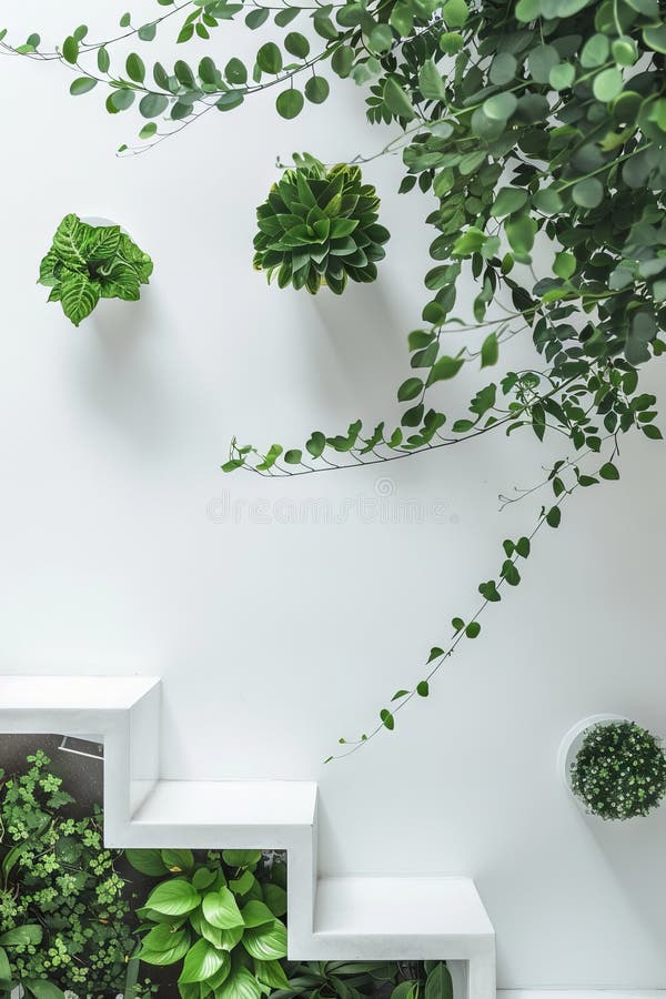 Overhead View of Minimalist Greenery Design Stock Illustration ...