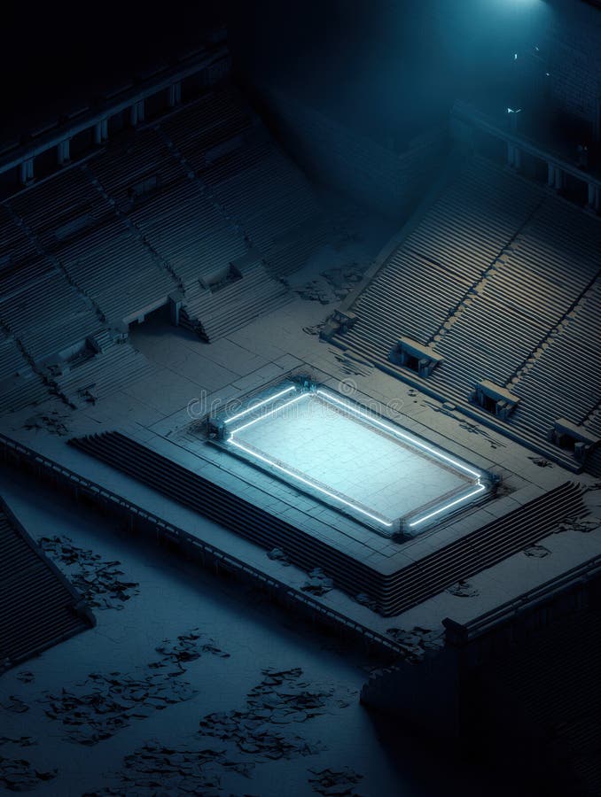 Overhead View of a Modern Arena with Glowing Bracket Overlay and Clean ...