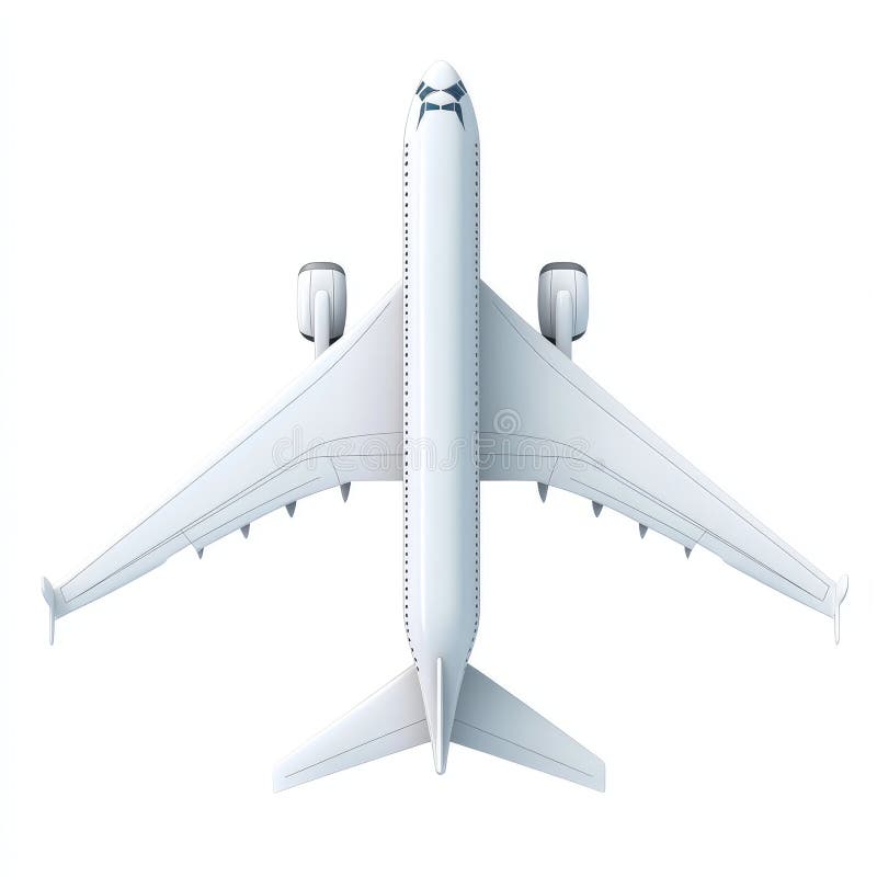 Top View of a Modern Airplane Isolated on White Background Stock ...