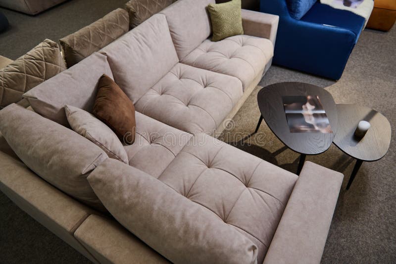 Overhead View of a Modern Stylish Comfortable Upholstered Sofa with ...