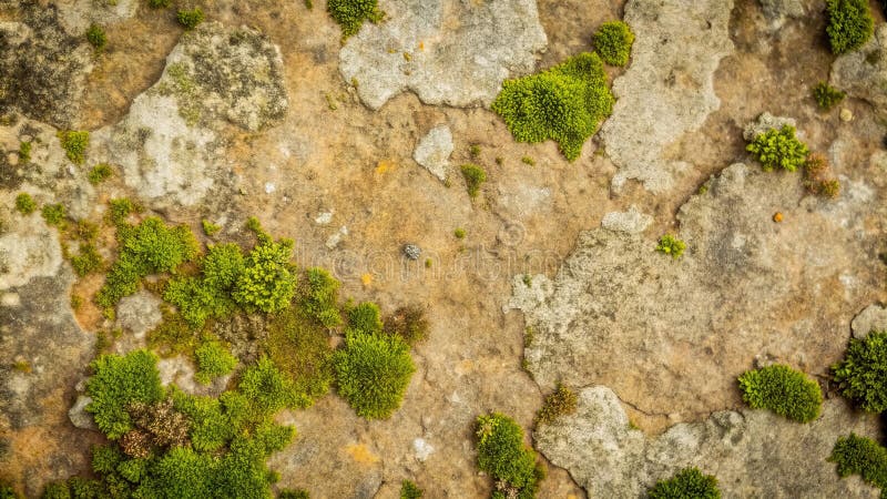 Overhead View of Moss Growing on Weathered Stone Surface. Generative AI ...