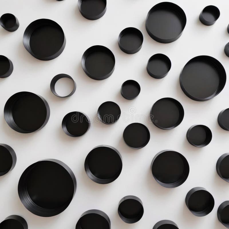 Circular Shadows Cast by Black Containers on Wall Stock Photo - Image ...