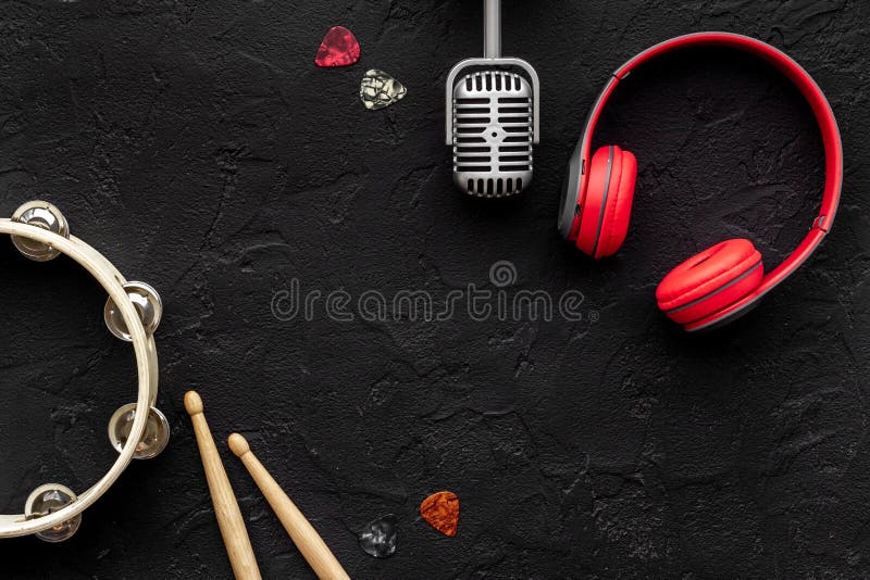 Overhead View of Musical Instruments on Table Stock Photo - Image of ...