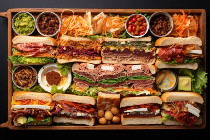 Overhead View of a Neatly Assembled Sandwich Stock Illustration ...