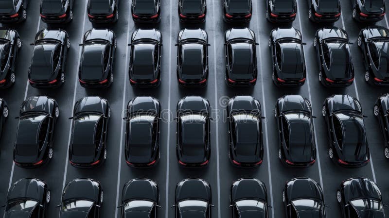 Overhead View of New Cars in Lot Stock Photo - Image of view, inventory ...