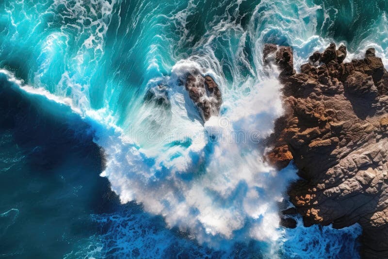 Overhead View of an Ocean with Waves that Resemble Towering Glass ...