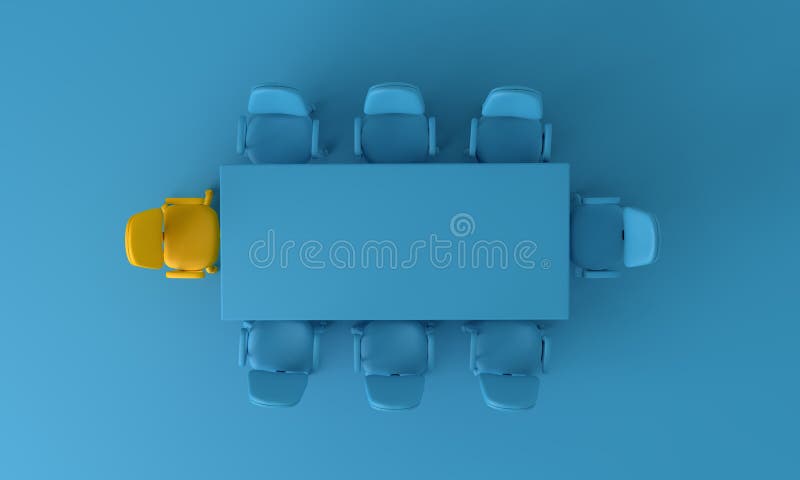 Overhead View of an Office Meeting Room with One Stand Out Chair. 3D ...
