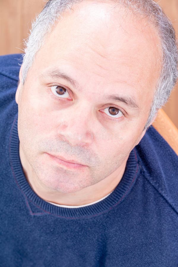 Overhead View of Older Man Looking Upwards Stock Image - Image of ...