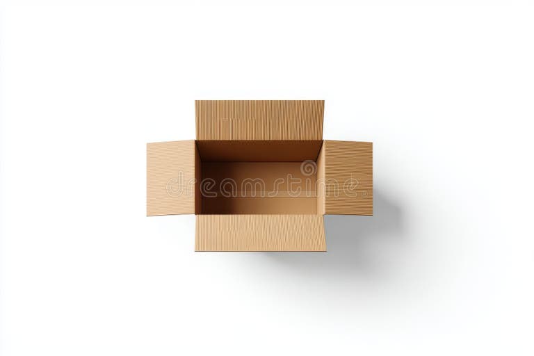 Overhead View of an Open Empty Cardboard Box with Packaging Delivery ...