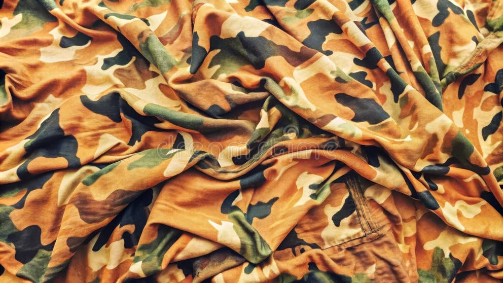 Overhead View Orange Camo Fabric Texture Stock Illustration ...