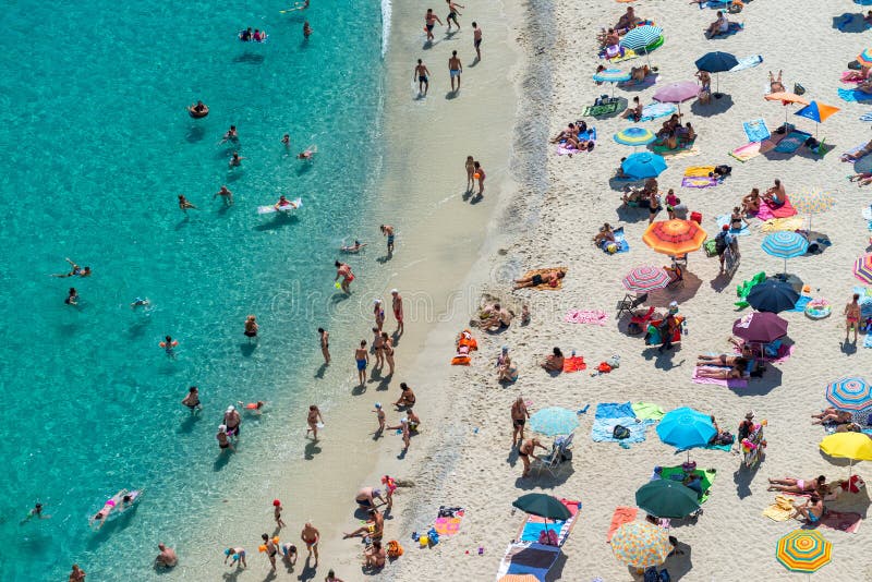 Overhead View of People at the Beach, Holiday Concept Editorial Photo ...
