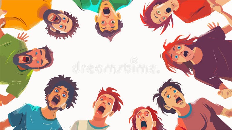 An Overhead View of People Looking Up, Showcasing Surprised Characters ...