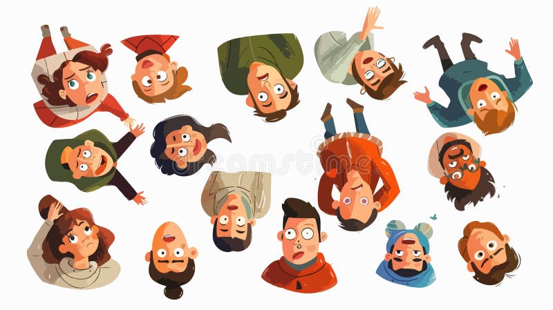 An Overhead View of People Looking Up, Showcasing Surprised Characters ...
