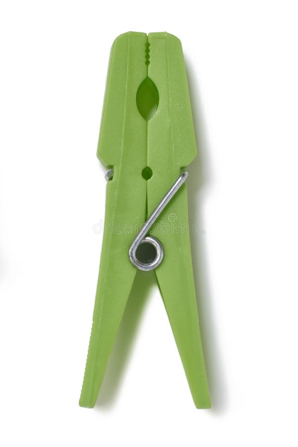 Plastic Green Clothes Peg on White Background Stock Image - Image of ...