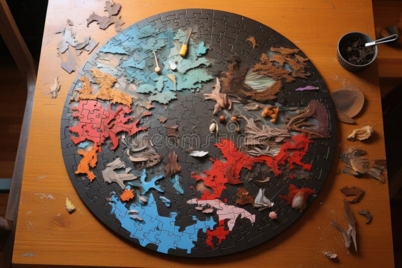 Overhead View of Puzzle in Progress Stock Illustration - Illustration ...