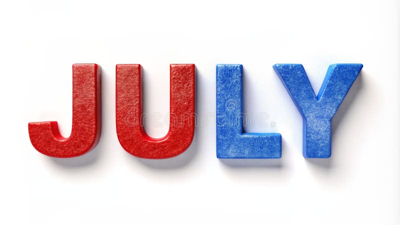 Overhead View Red and Blue July Letters Stock Illustration ...