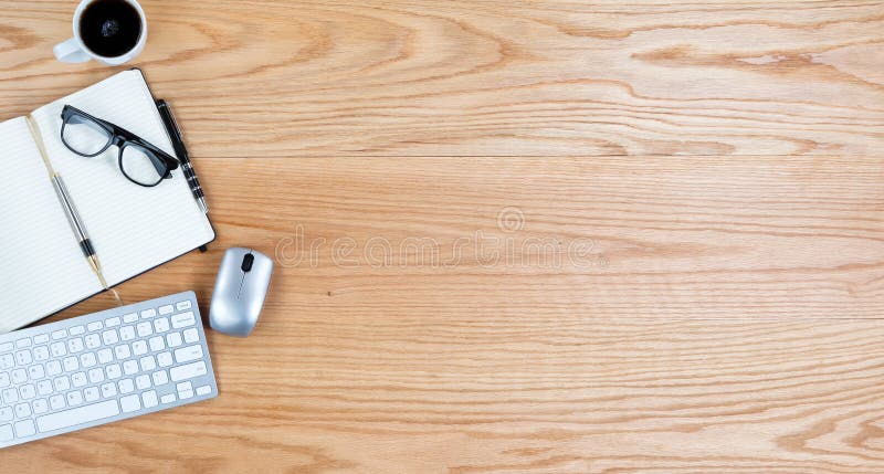 Overhead View of Red Oak Desktop with Ample Copy Space Stock Photo ...
