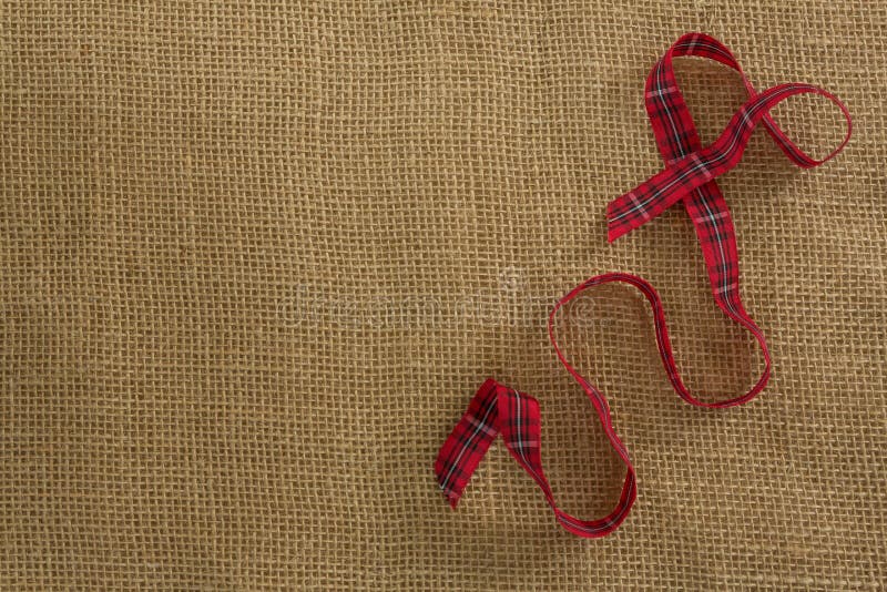 Overhead View of Red Ribbon Stock Image - Image of time, burlap: 101508541