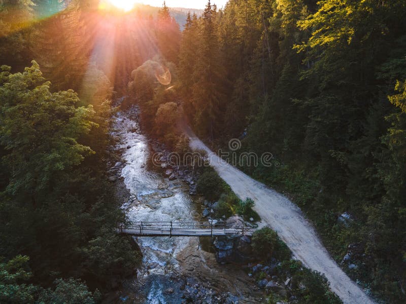 Overhead View of River in Carpathian Mountains Stock Image - Image of ...