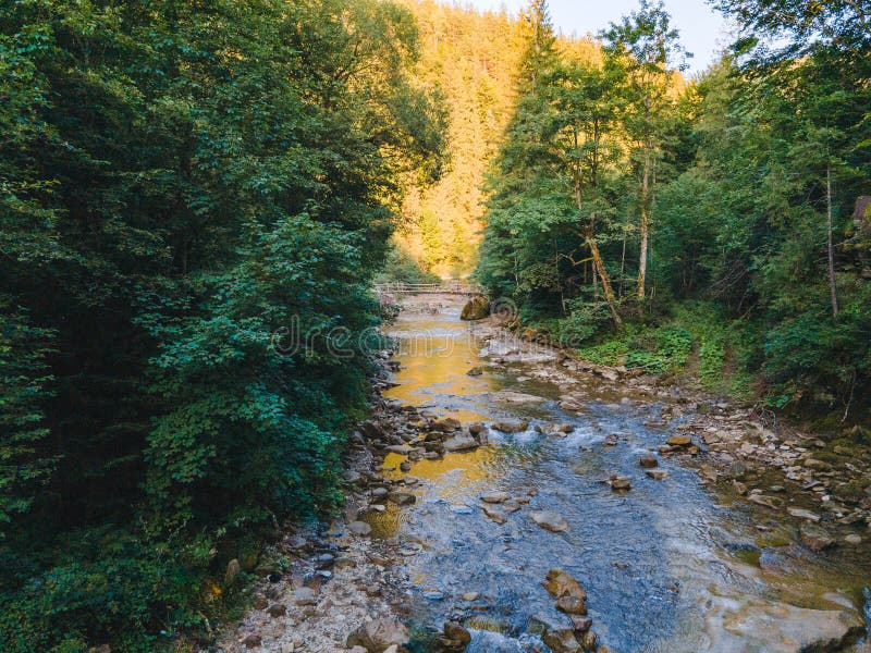 Overhead View of River in Carpathian Mountains Stock Image - Image of ...