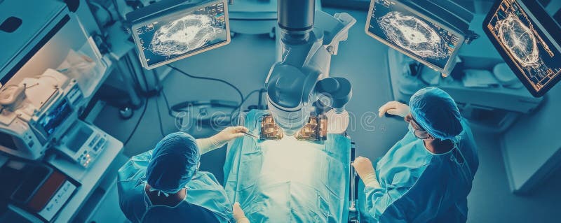 Overhead View of a Robotic Surgical System in Action with Medical ...