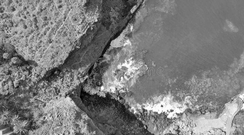 Overhead View of Rocks Along Ocean Stock Image - Image of overview ...