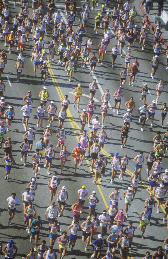 Overhead View of Runners in Los Angeles Editorial Photography - Image ...