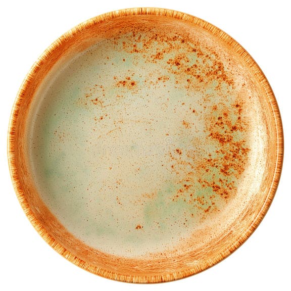 Overhead View of a Rustic Ceramic Plate with Mottled Surface Stock ...