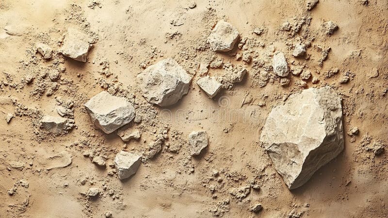 Overhead View of Scattered Rocks and Sand, Creating a Textured Surface ...