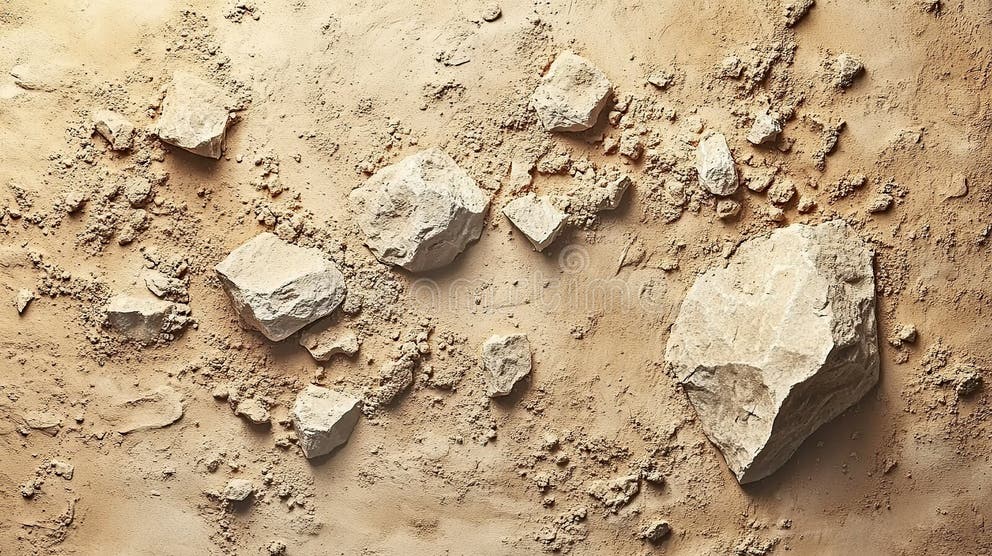 Overhead View of Scattered Rocks and Sand, Creating a Textured Surface ...