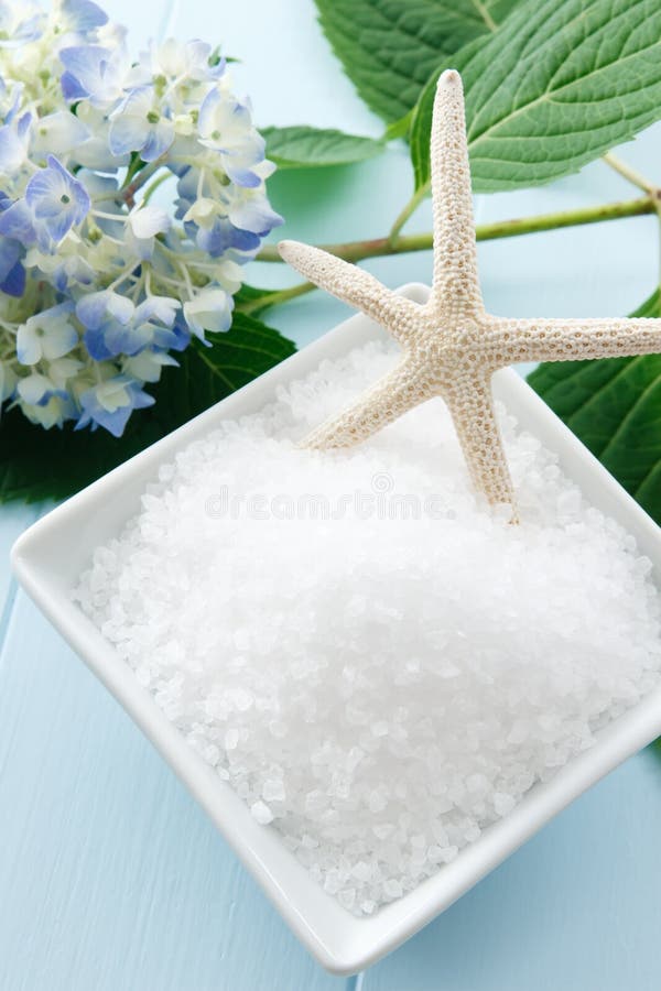 Overhead View of Sea Salt Bath Scrub Stock Photo - Image of relaxing ...