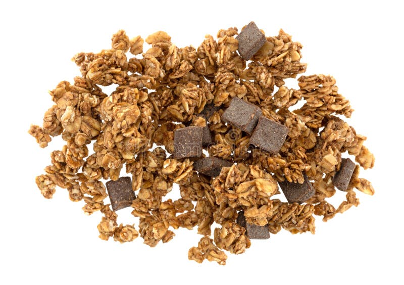 Overhead View of a Serving of Chocolate Chunk Granola Isolated on a ...