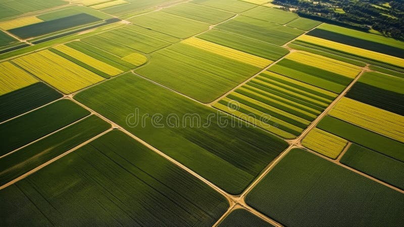 Overhead View Single Crop Field Geometric Lines Stock Illustration ...