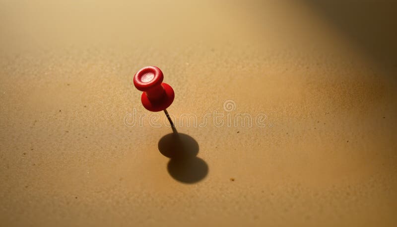An Overhead View of a Single Push Pin on a Desk, Lighting Creates a ...