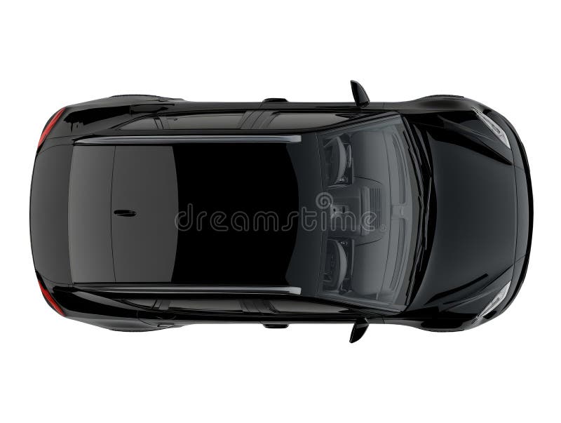 Overhead View of Sleek Black Car on White Background Stock Image ...
