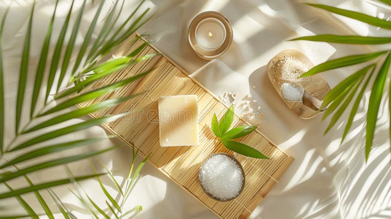 Spa Setup with Natural Elements and Relaxing Ambiance Stock Photo ...