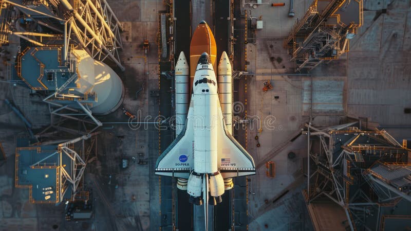 An Overhead View of a Space Shuttle on a Launch Stock Illustration ...