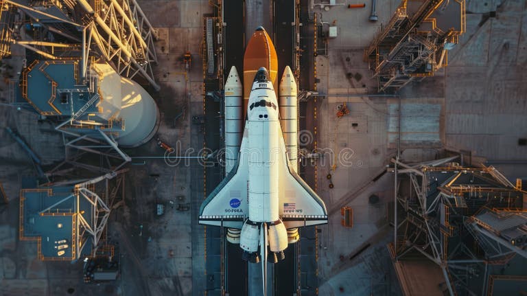 An Overhead View of a Space Shuttle on a Launch Stock Illustration ...